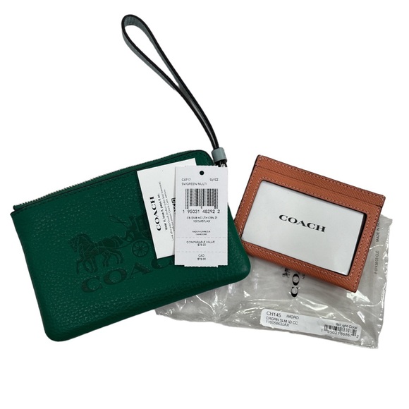 Coach | Bags | Nwt Coach Zip Wristlet With Horse And Carriage Id Card ...